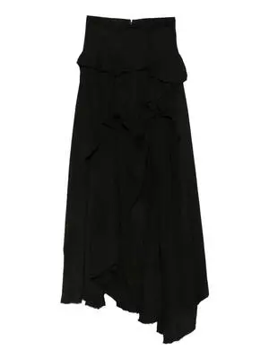 MARC LE BIHAN Ruffled Frayed Skirt - Black
