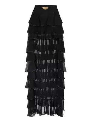 ELISABETTA FRANCHI Skirt In Georgette Fabric With Flounces
