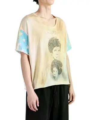 SAITOS Michael Jackson Star-pattern T-shirt - Neutrals