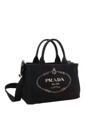 Prada Canapa Convertible Canvas Mini Tote Bag - Black