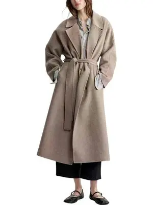 Maison Kitsuné Belted Brushed-finish Coat - Neutrals