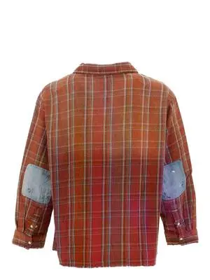 FOUND Plaid Denim Shirt - Orange