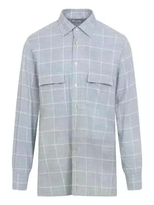 Kiton Check-pattern Flap-pocket Shirt - Blue