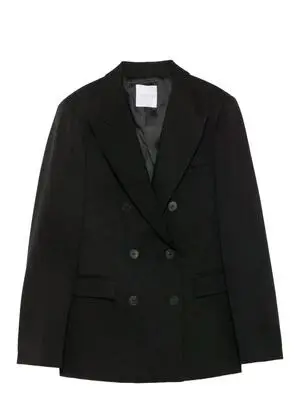 CENERE GB Double-breasted Peak-lapel Blazer - Black