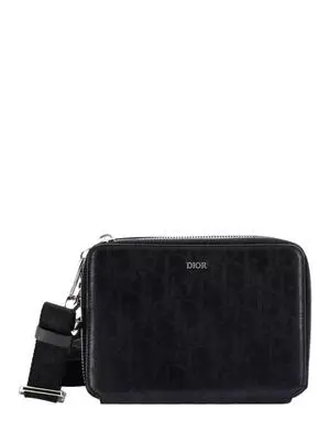 DIOR Double Zip Pouch Oblique Galaxy Leather Crossbody Bag