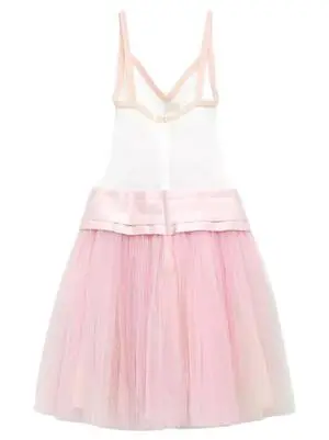 AUGUST BARRON Tulle-skirted V-neck Mini Dress