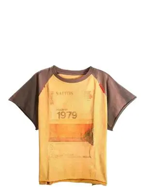 SAITOS Graphic-print Raglan-sleeve T-shirt - Yellow