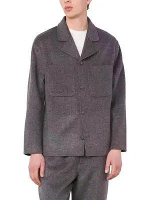 Officine Générale Hairy Button-up Wool Shirt Jacket - Grey