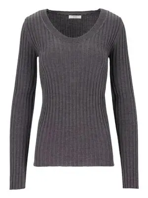 Mauro Grifoni Ribbed-knit Scoop-neck Sweater - Grey