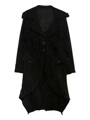 RUNDHOLZ Pinstripe-pattern Raw-edge Coat - Black