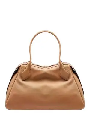 MINOBOSSI Abigail Grained Leather Tote Bag Neutrals