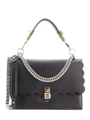 Fendi Kan I Bag Leather Medium Shoulder Bag - Black