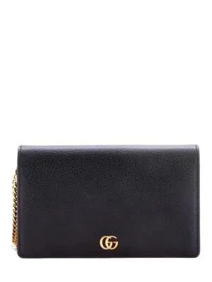 Gucci Petite Gg Marmont Chain Wallet Leather Mini Crossbody Bag - Black