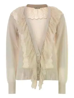 BLUMARINE Lace-trim Ruffled Cardigan