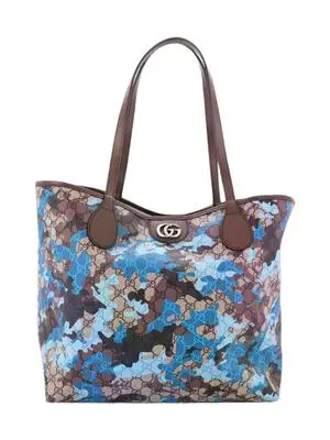 Gucci Ophidia Gg Open Gg Camouflage Coated Canvas Large Tote Bag - Blue