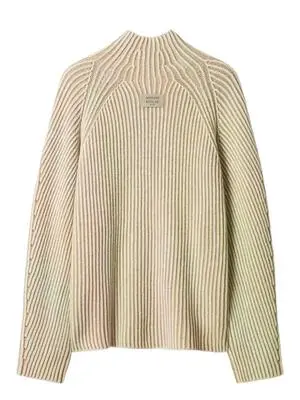 Maison Kitsuné Ribbed-knit High-neck Sweater - Neutrals