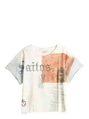 SAITOS 783 Anchor Distressed T-shirt - Neutrals