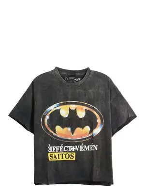 SAITOS Batman Patch Distressed T-shirt - Black
