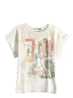 SAITOS Waffle Mess Graphic-print T-shirt - Neutrals