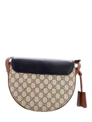 Gucci Padlock Saddle Shoulder Bag Gg Coated Canvas And Leather Small Crossbody Bag - Brown