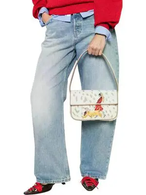Staud Bead-embellished Tommy Shoulder Bag Neutrals