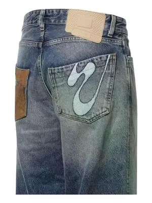 PDF Distressed Graphic-print Straight-leg Jeans - Blue
