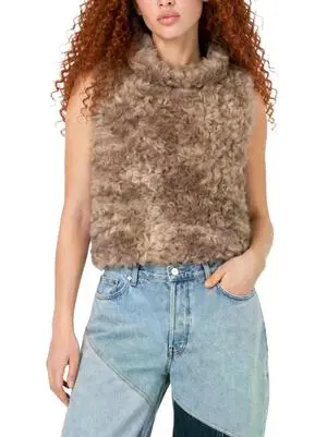 NICCOLO PASQUALETTI Pecora Astrakhan-effect Top - Neutrals