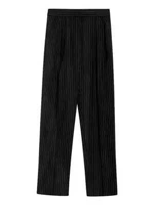 Max Mara Pinstripe-pattern Pleated Straight Trousers - Black
