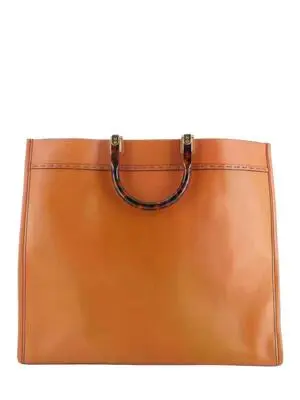 Fendi Sunshine Shopper Leather Large Tote Bag - Brown