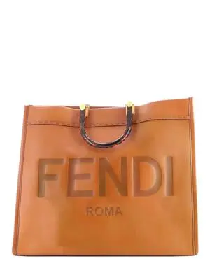 Fendi Sunshine Shopper Leather Large Tote Bag - Brown