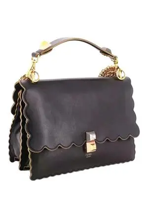 Fendi Kan I Bag Leather Medium Shoulder Bag - Black