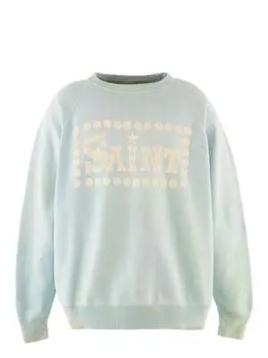 SAINT MXXXXXX Logo-print Raglan-sleeve Sweater - Blue