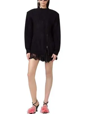 Giuseppe Di Morabito Lace-trim Ribbed-knit Mini Dress - Black