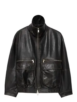 ALLSAINTS Elisa Leather Bomber Jacket - Brown