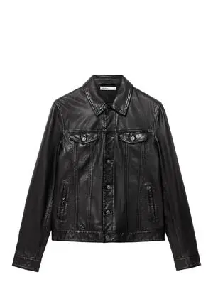 ALLSAINTS Chaiyo Leather Trucker Jacket - Black
