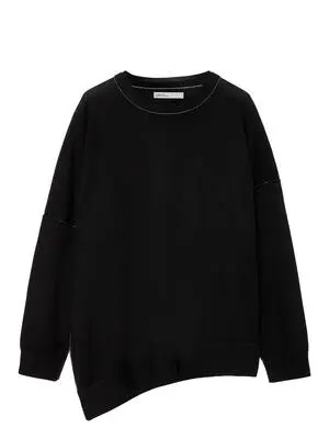 ALLSAINTS Martel Asymmetric Merino Wool Sweater Black