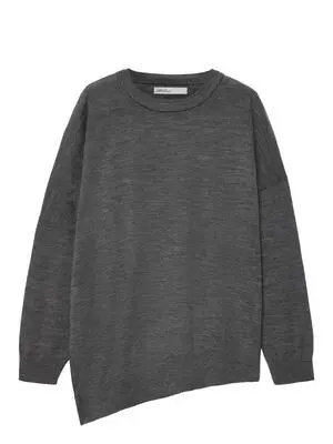 ALLSAINTS Martel Asymmetric Merino Wool Sweater Grey