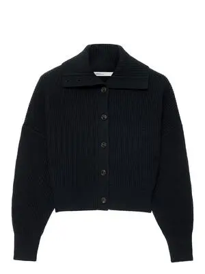 ALLSAINTS Caron Cropped Merino Wool Cardigan - Blue