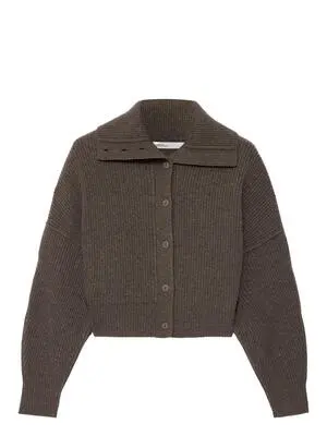 ALLSAINTS Caron Cropped Merino Wool Cardigan - Brown