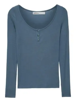 ALLSAINTS Jules Slim-fit Cotton Henley Top Blue