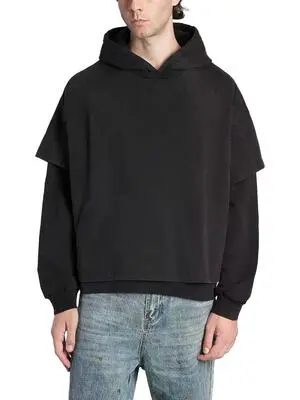 FOUND Layered-effect Hoodie - Black