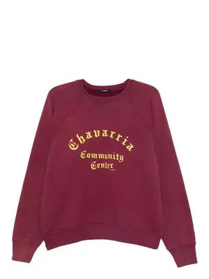 WILLY CHAVARRIA Logo-print Raglan-sleeve Sweater - Red