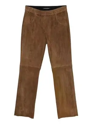 LUISA CERANO Straight-leg Suede Trousers - Brown