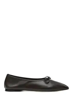 Dear Frances Gala Bow-detail Leather Ballet Flats - Brown