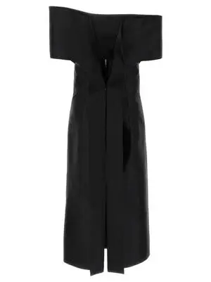 JIL SANDER Off-shoulder Midi Dress - Black