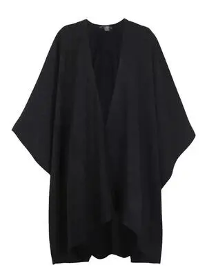 CORTANA Melange Wool Poncho Coat - Black