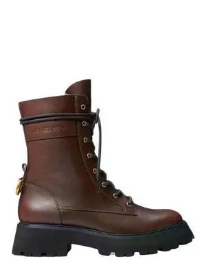 Michael Kors Caleb Burnished Leather Combat Boots - Brown