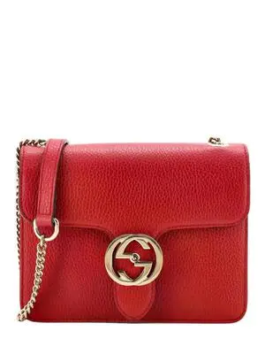 Gucci Interlocking Leather Small Shoulder Bag - Red