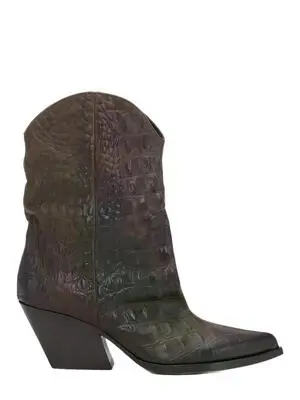 NOTABENE Zora Crocodile-effect Cowboy Boots - Brown