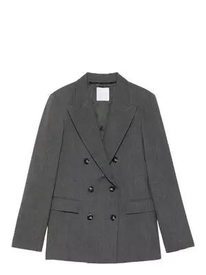 CENERE GB Double-breasted Peak-lapel Blazer - Grey